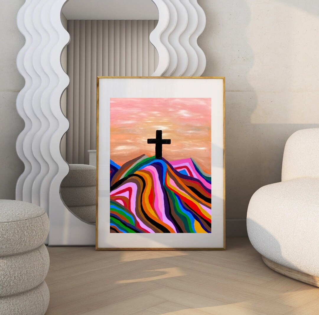 Jesus Cross, Crucifix, Poster Print, Colourful Christian Art - Etsy
