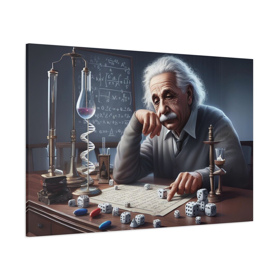 Science Canvas, Science Wall Art, Einstein Plays Dice Canvas, Mystical ...