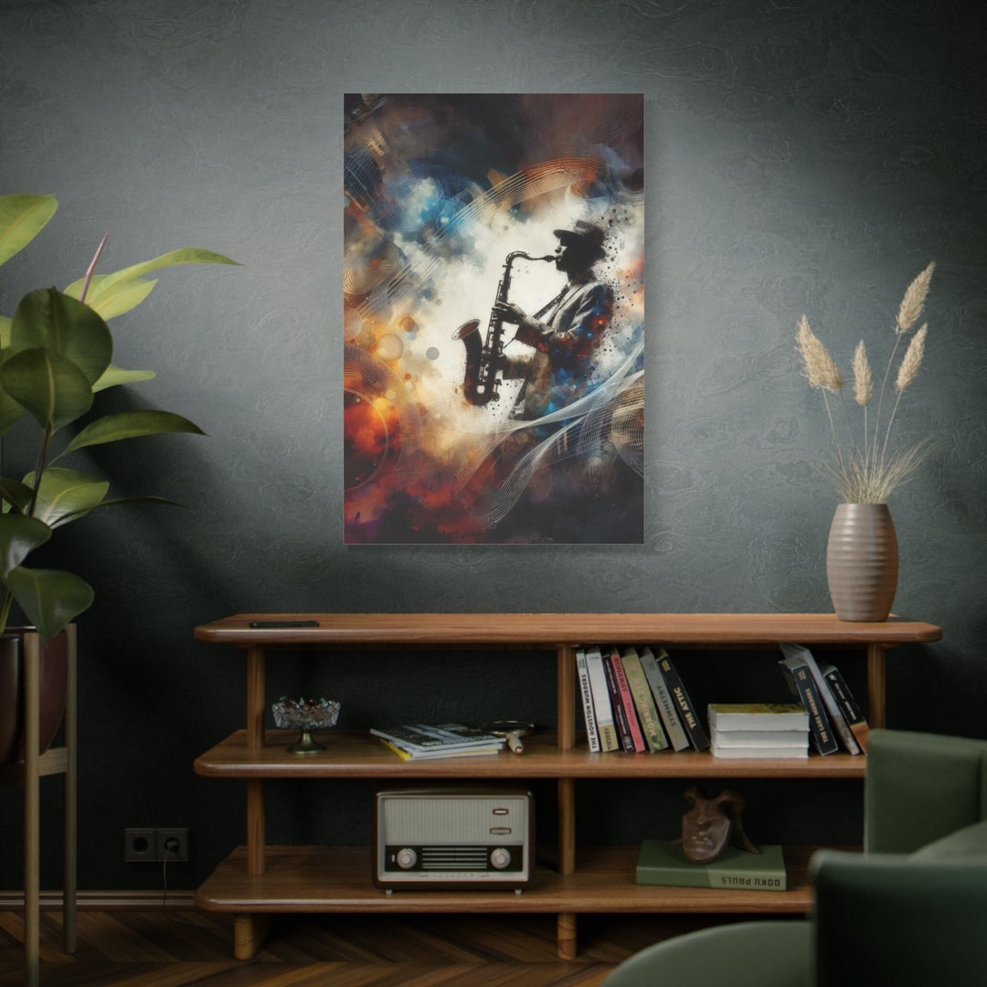 Jazz Art Canvas Print, Abstract Saxophone Player Canvas Wall Art ...