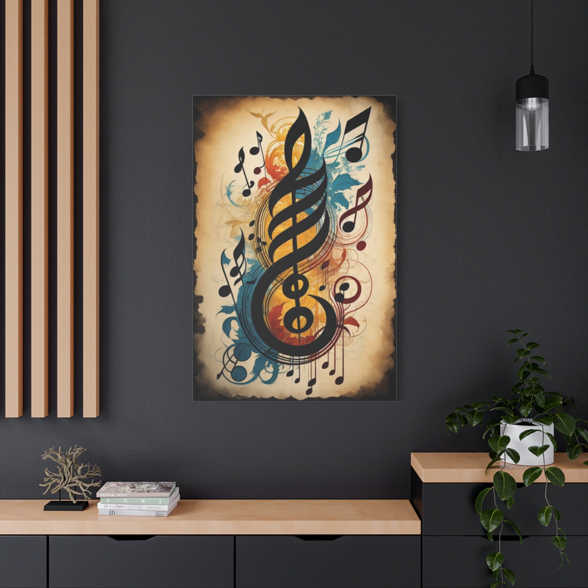 Music Note Wall Art, Modern Artistic Note Design on Canvas, Elegance ...