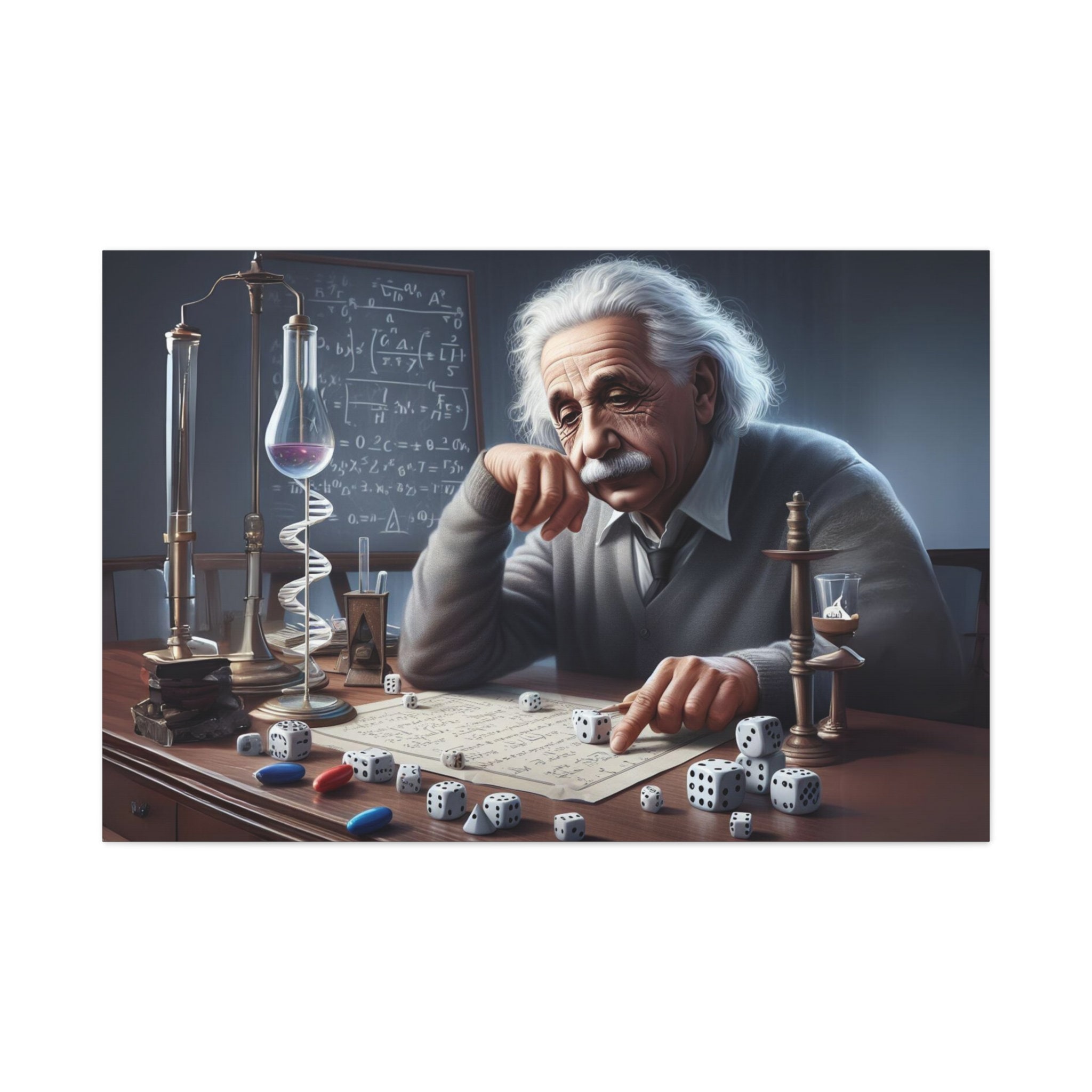Science Canvas, Science Wall Art, Einstein Plays Dice Canvas, Mystical ...