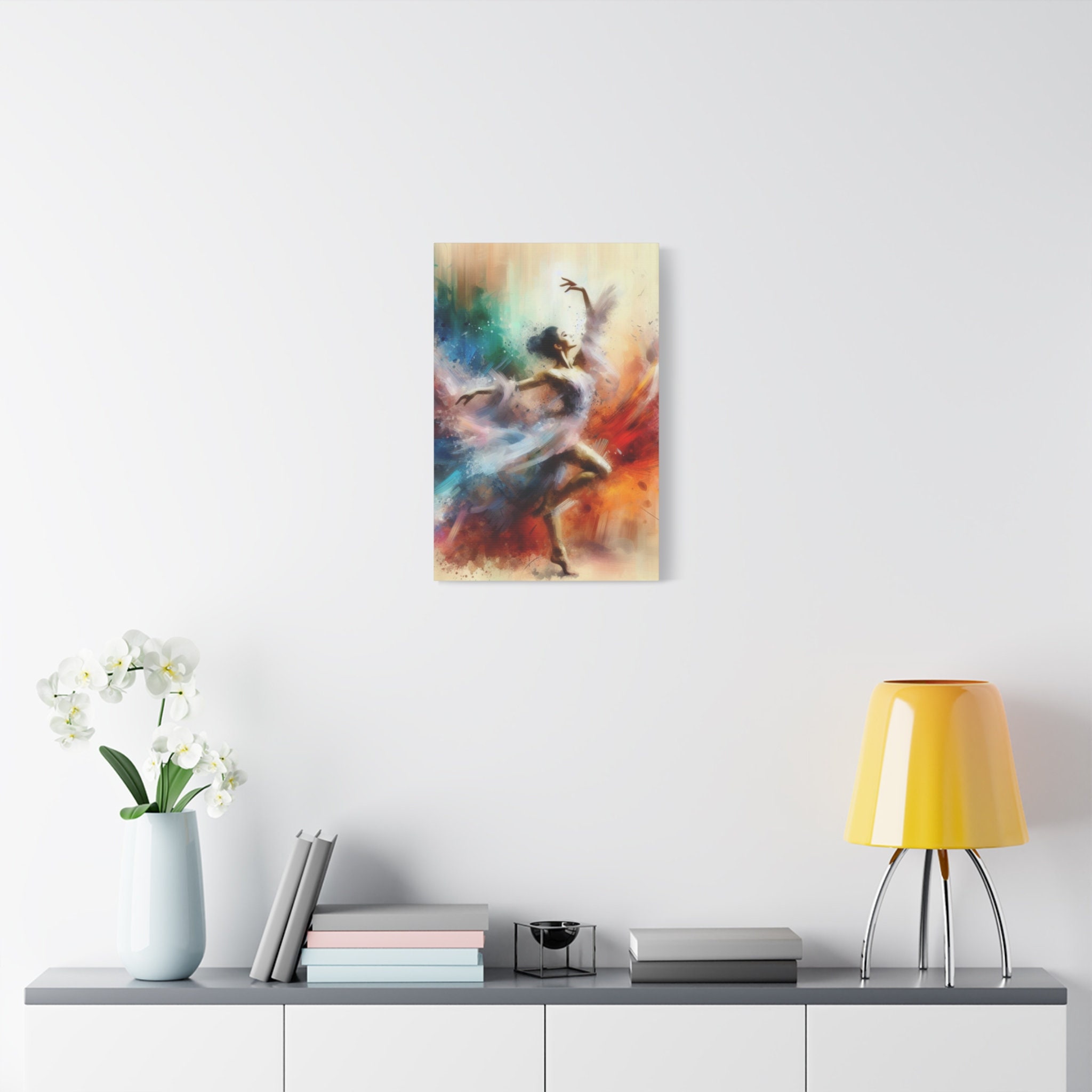 Elegant Ballet Dancer Canvas Art, Vibrant Dancing Woman Wall Art ...