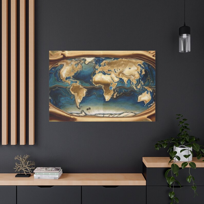 Surreal World Map Canvas Art, Surrealism Wall Art, Fantasy Earth Map ...