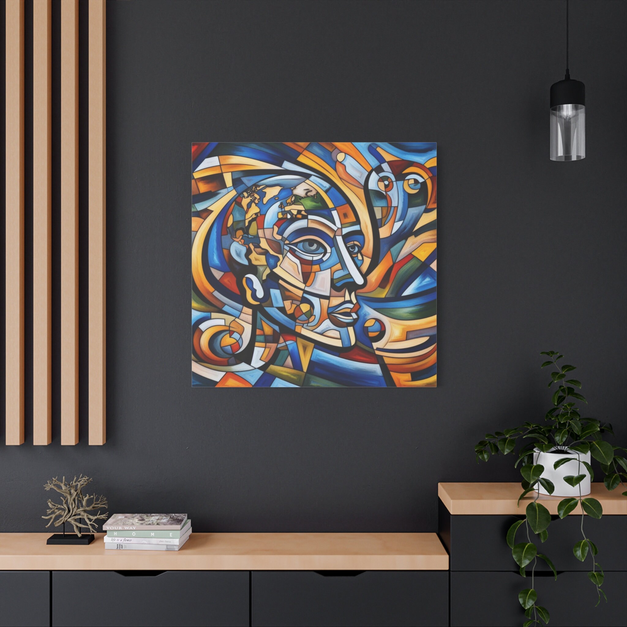 Abstract Face Cubism Art Painting, Cubism Art Canvas, Picasso Inspired ...