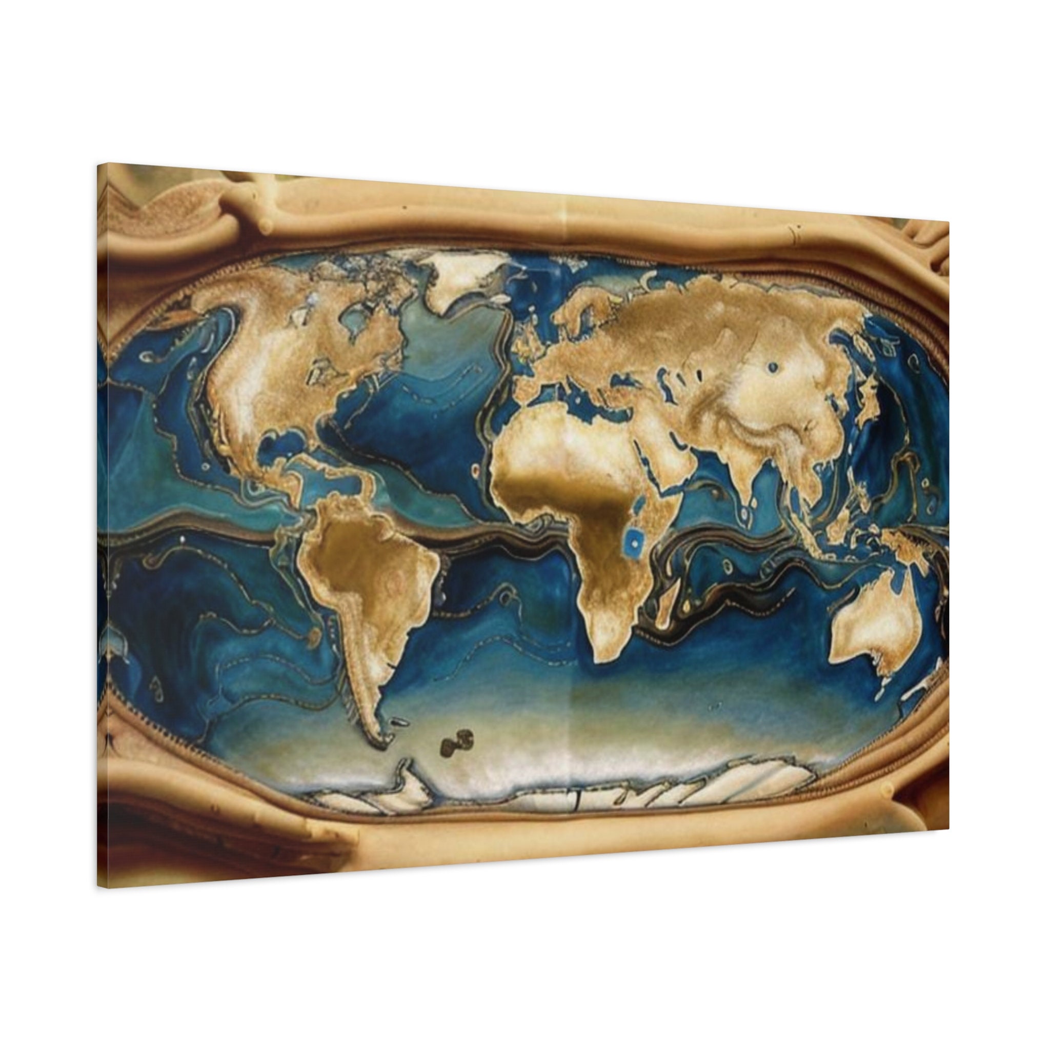 Surreal World Map Canvas Art, Surrealism Wall Art, Fantasy Earth Map ...