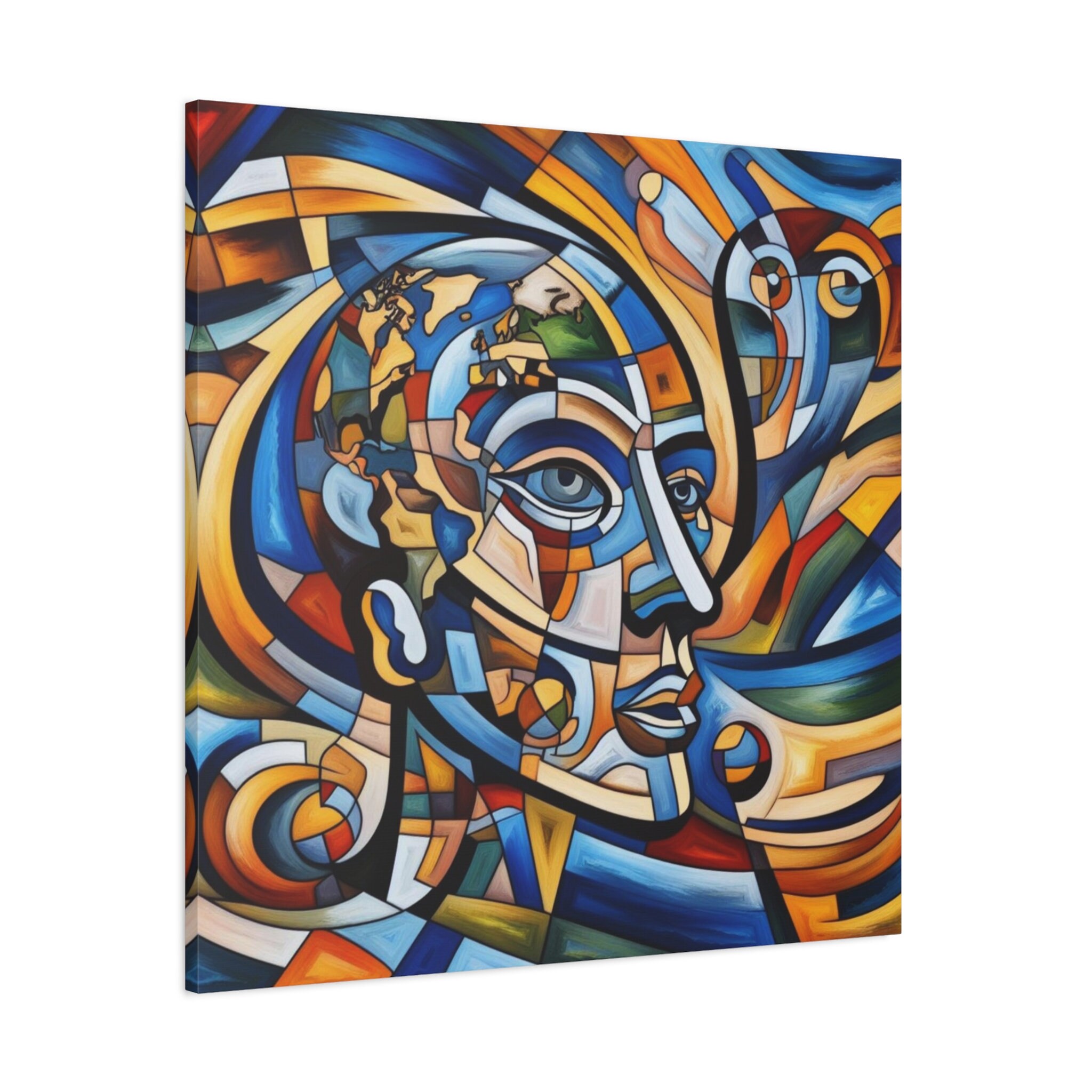 Abstract Face Cubism Art Painting, Cubism Art Canvas, Picasso Inspired ...