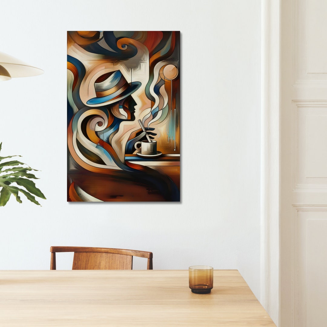 Abstract Coffee Wall Art, Modern Canvas Painting With Vibrant Colors ...