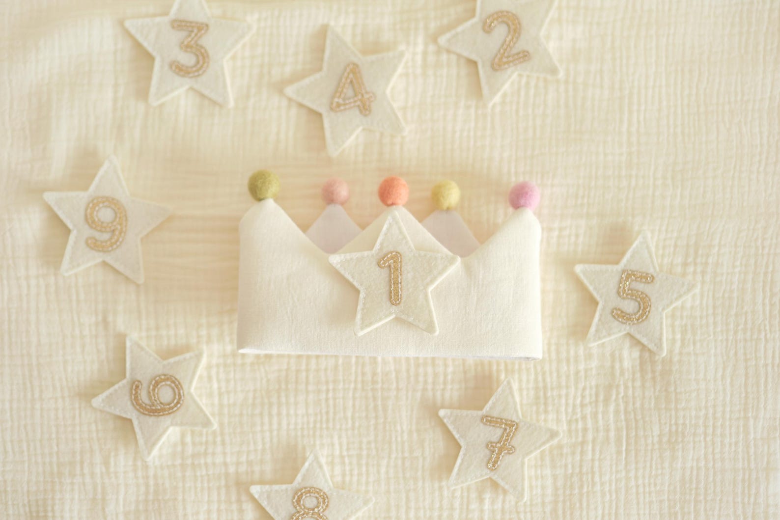 Number and Star Custom Linen Crown for Kids & Children's Birthday ...