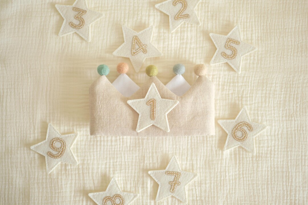 Number and Star Custom Linen Crown for Kids & Children's Birthday ...