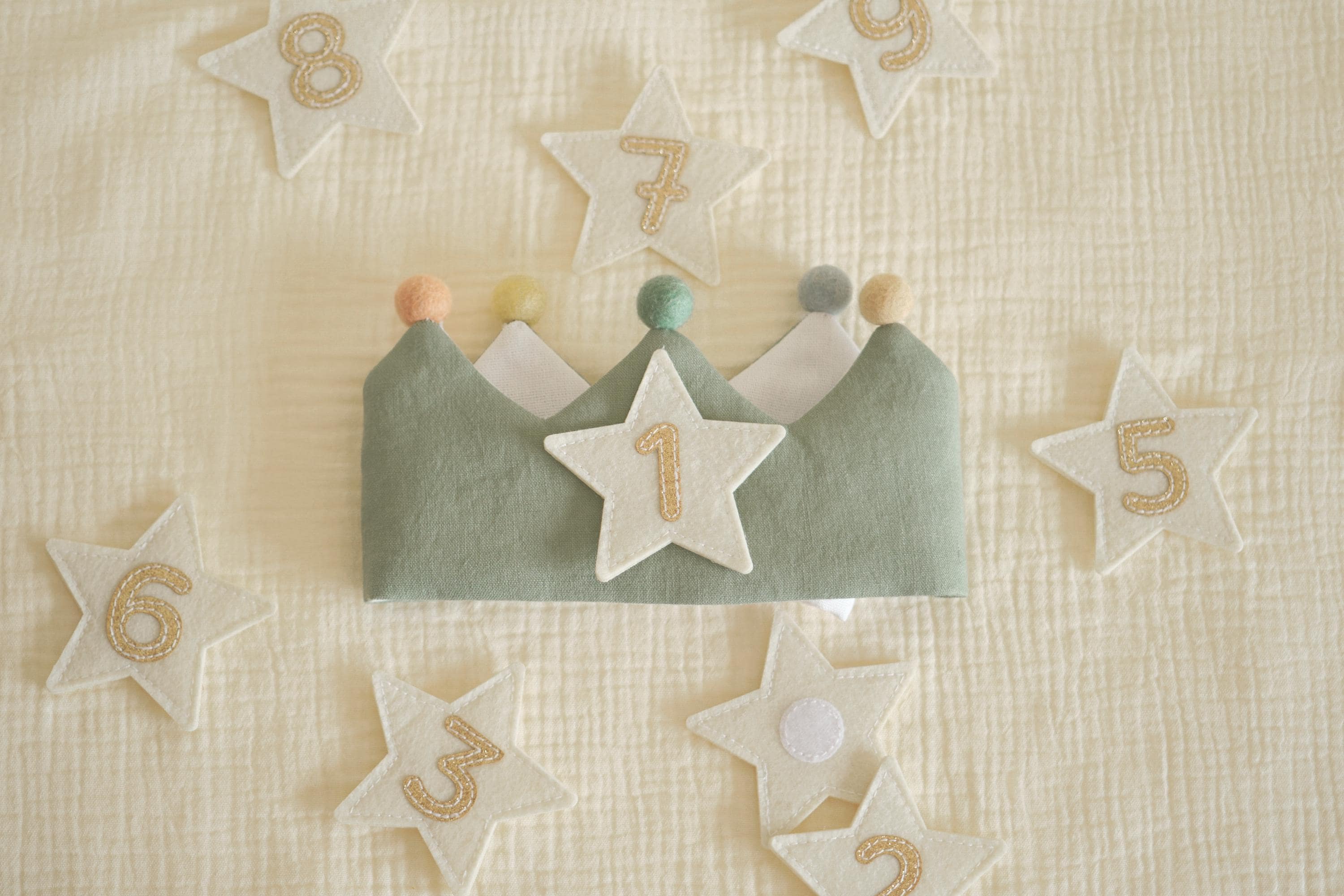 Number and Star Custom Linen Crown for Kids & Children's Birthday ...