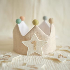 Number and Star Custom Linen Crown for Kids & Children's Birthday ...