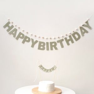 Happy Birthday Banner Birthday Linen Garland Party Garland Birthday ...