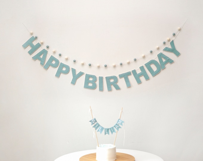 Happy Birthday Banner | Birthday Linen Garland | Party Garland ...