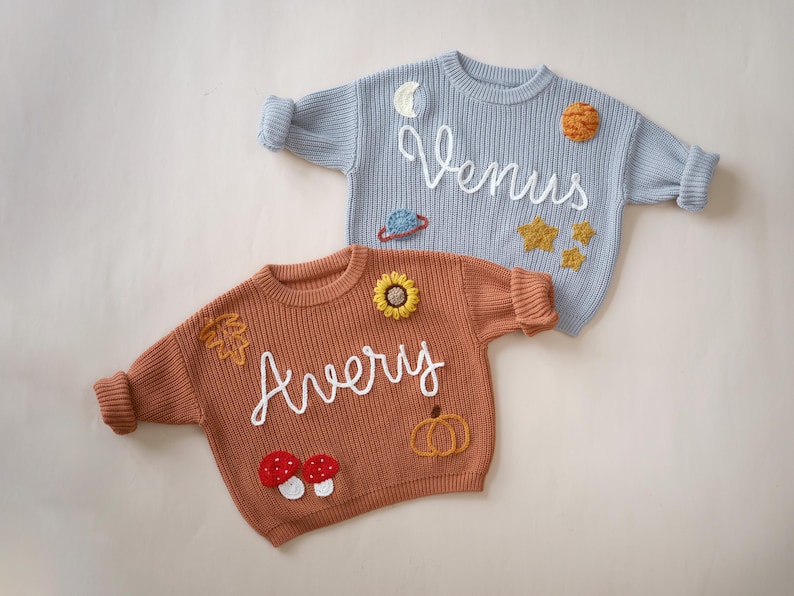 Special Theme Hand Embroidered Sweater, First Birthday Sweater, Fall ...
