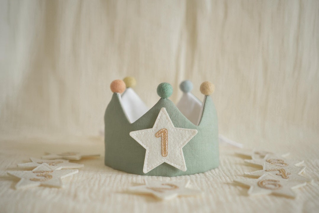 Number and Star Custom Linen Crown for Kids & Children's Birthday ...