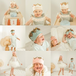 Hand Embroidered Linen Crown for Kids and Children's Birthdays ...