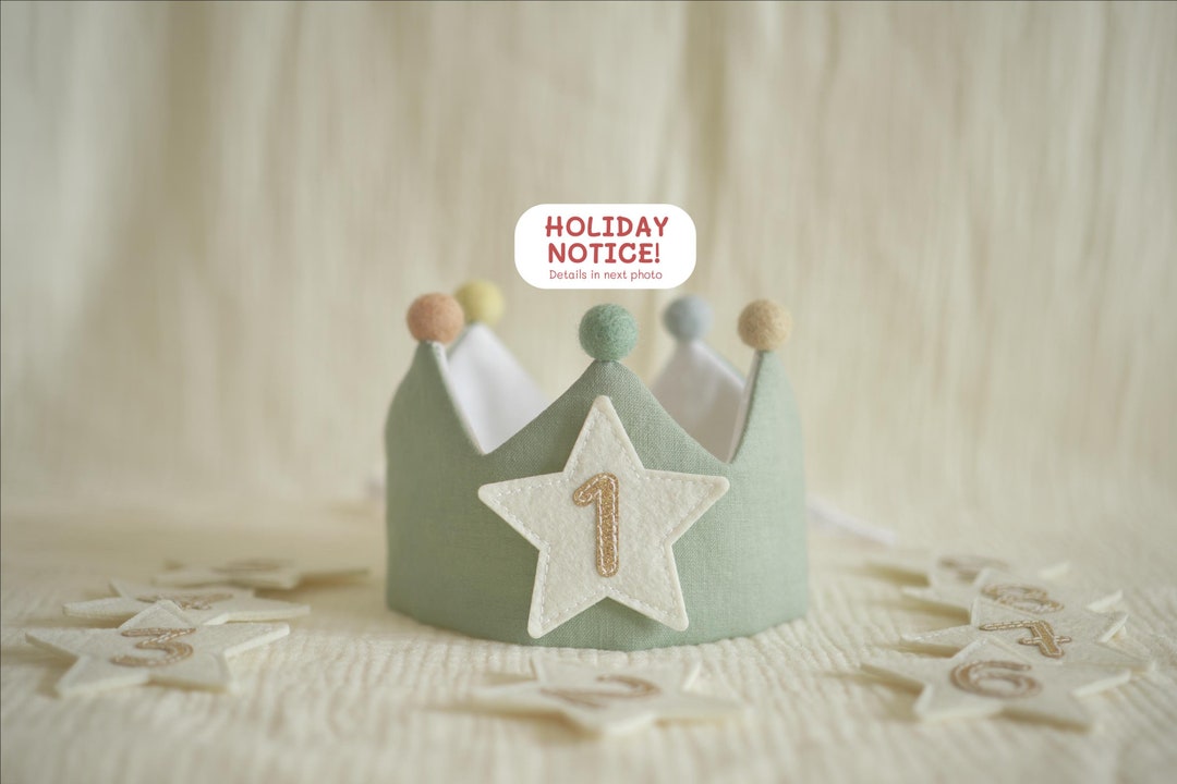 Number and Star Custom Linen Crown for Kids & Children's Birthday ...