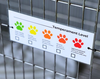 Safety Cage Chart Vet Tech Safety Cage Card Dog Temperament Cage Card ...