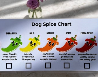 Cat Spice Chart Temperament Cage Card Veterinary Safety Chart Cat ...