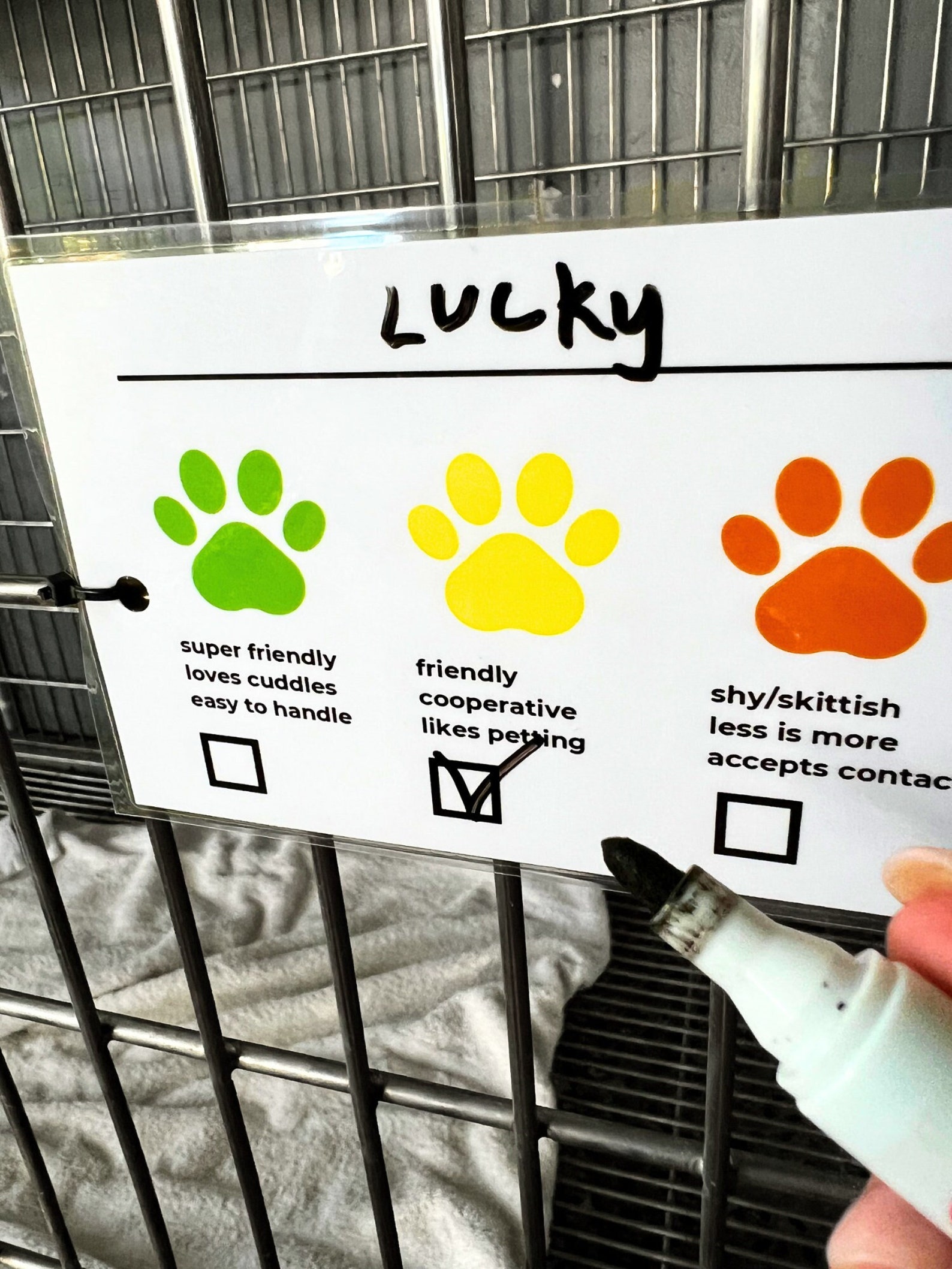Temperament Chart Vet Tech Safety Cage Card Dog Temperament Cage Card ...
