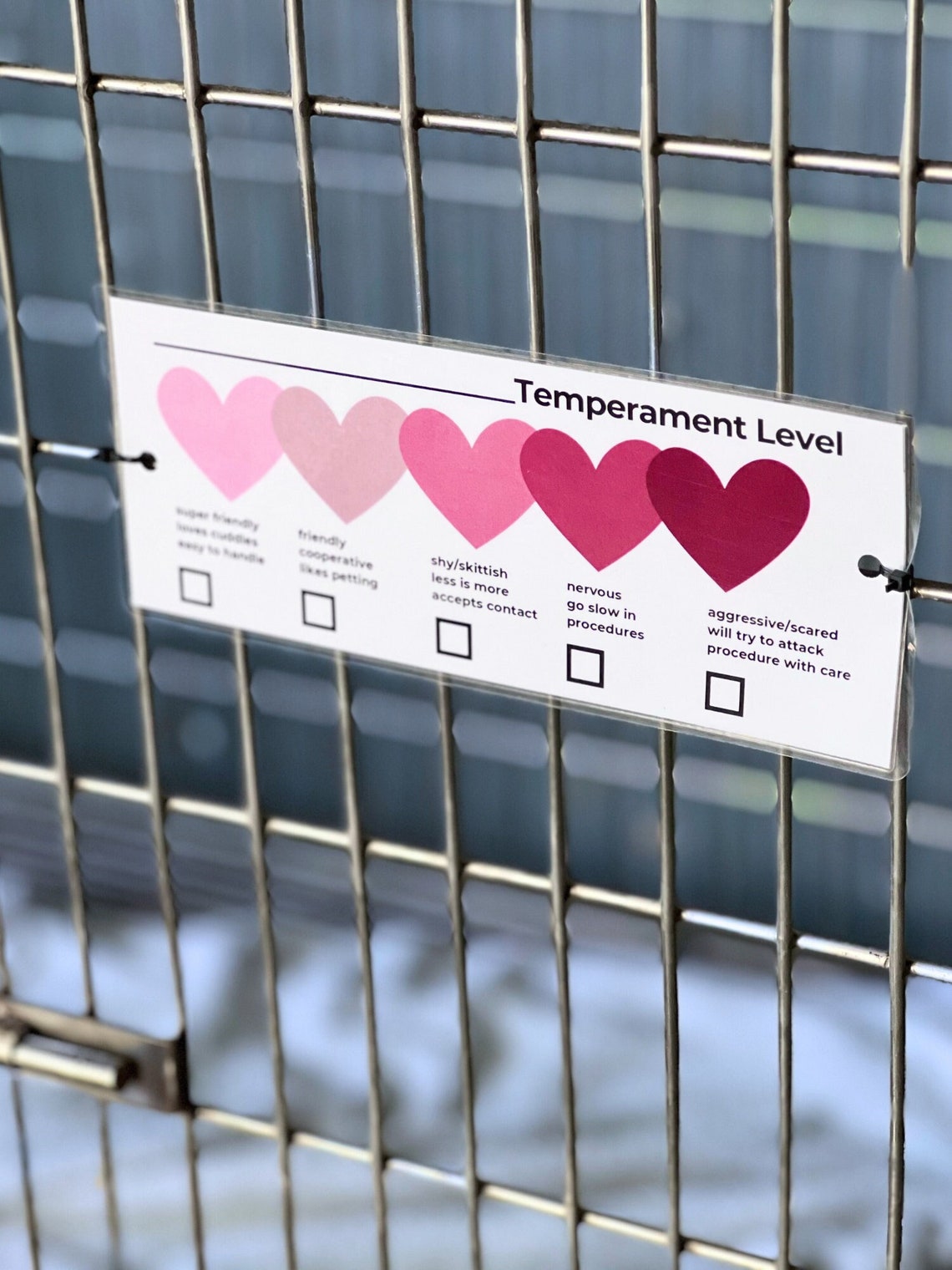 Veterinary Temperament Cage Card Veterinary Clinic Sign Vet Tech Chart ...