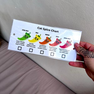 Cat Spice Chart Temperament Cage Card Veterinary Safety Chart Cat ...