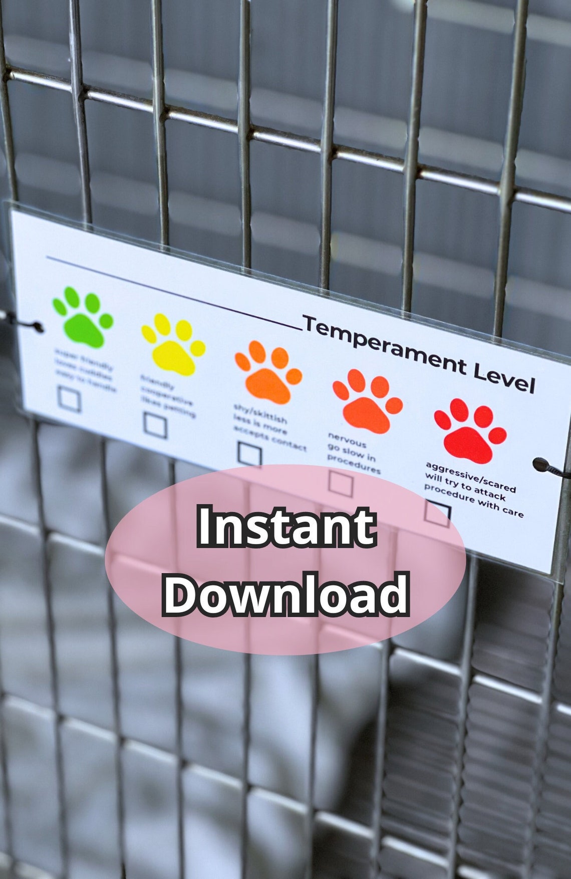 Paw Chart All 3 Colors Safety Paw Chart Vet Tech Safety Cage Card Dog ...