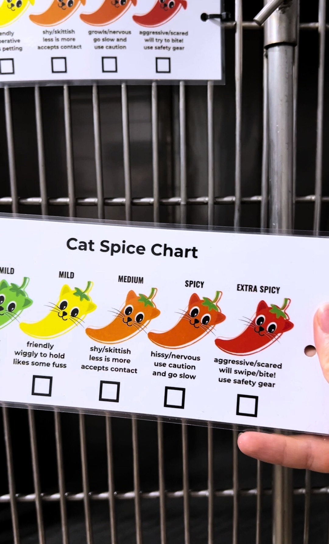 Cat Cage Card Temperament Chart Veterinary Safety Chart Cat Temperament ...