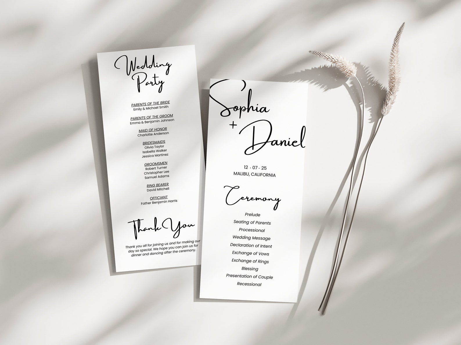 DIY Wedding Ceremony Program Template | Printable Wedding Day Schedule ...