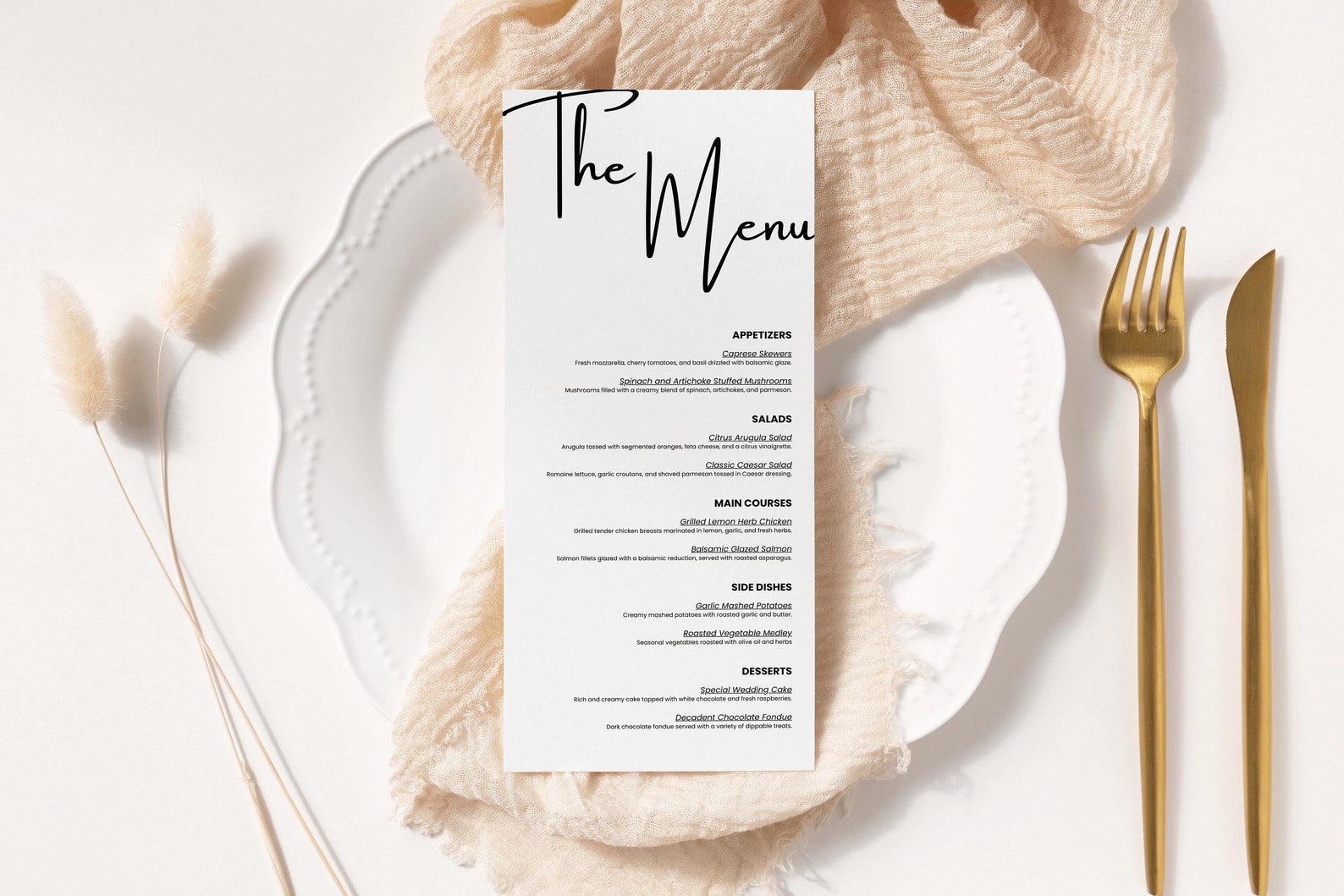 Modern Wedding Dinner Table Menu Template | Editable Wedding Menu ...