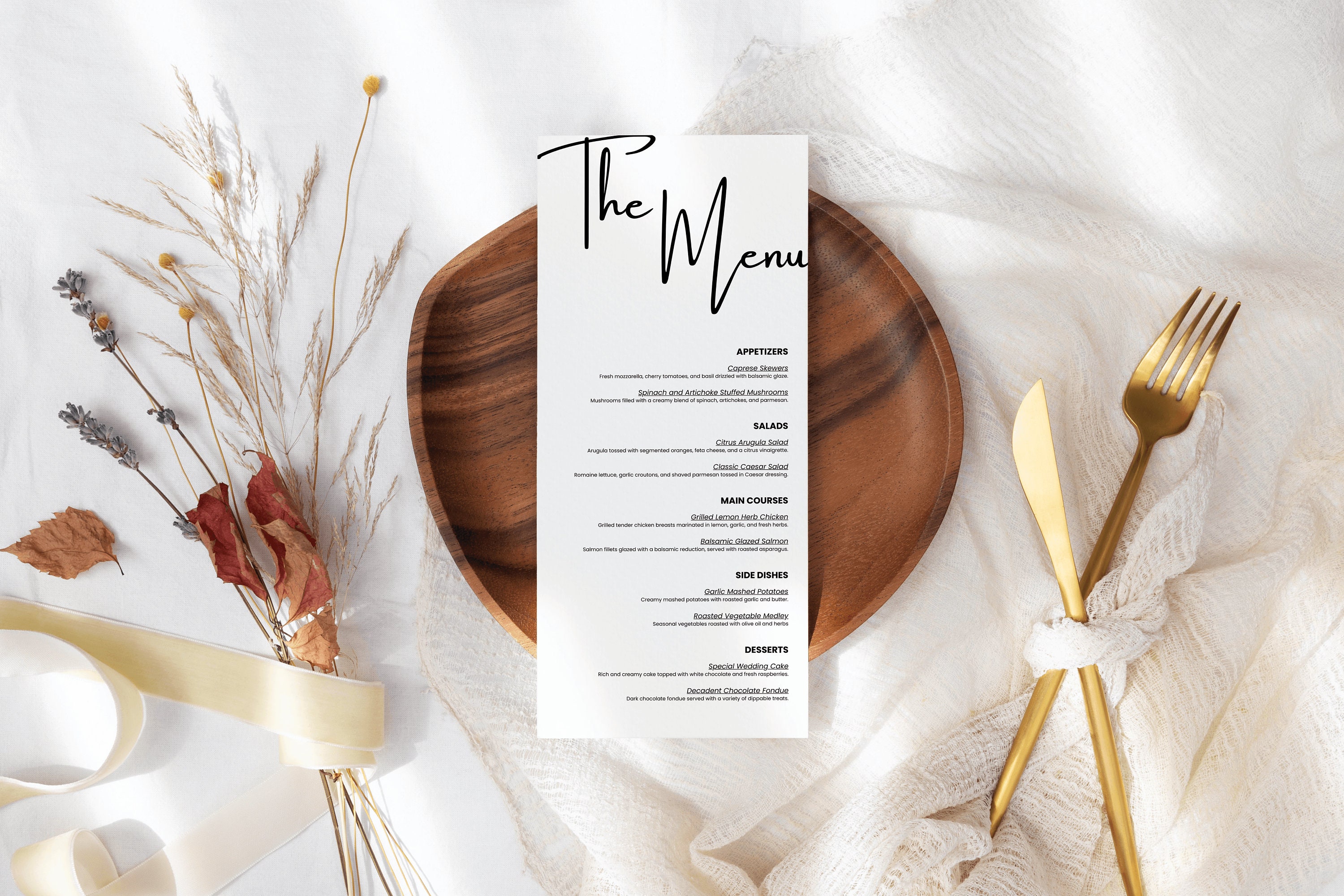 Modern Wedding Dinner Table Menu Template | Editable Wedding Menu ...
