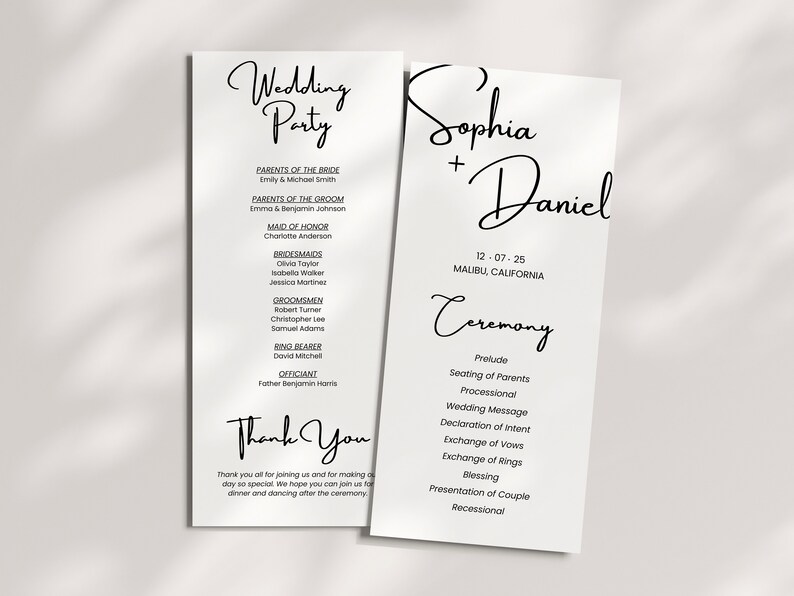 DIY Wedding Ceremony Program Template | Printable Wedding Day Schedule ...
