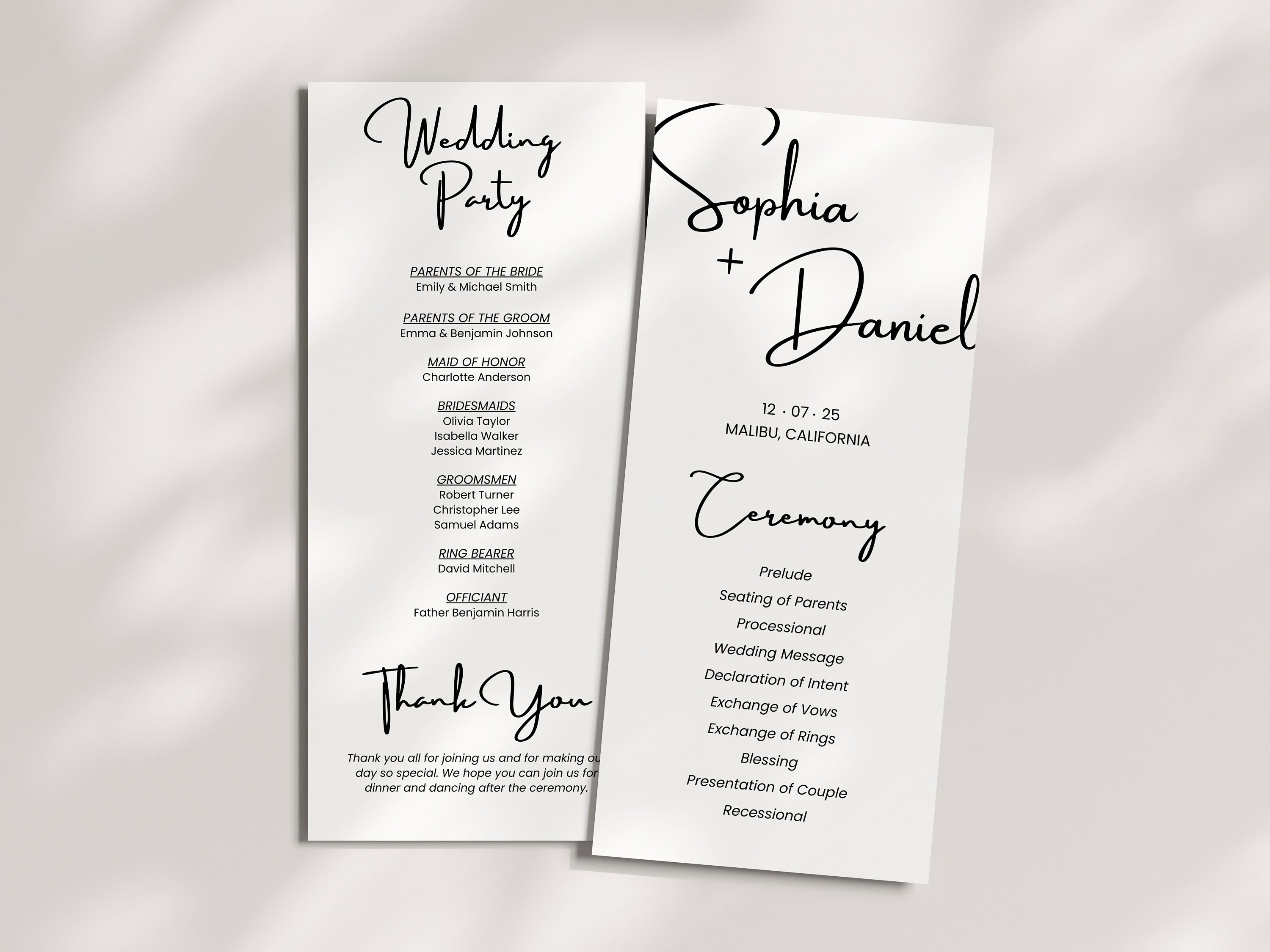 DIY Wedding Ceremony Program Template | Printable Wedding Day Schedule ...