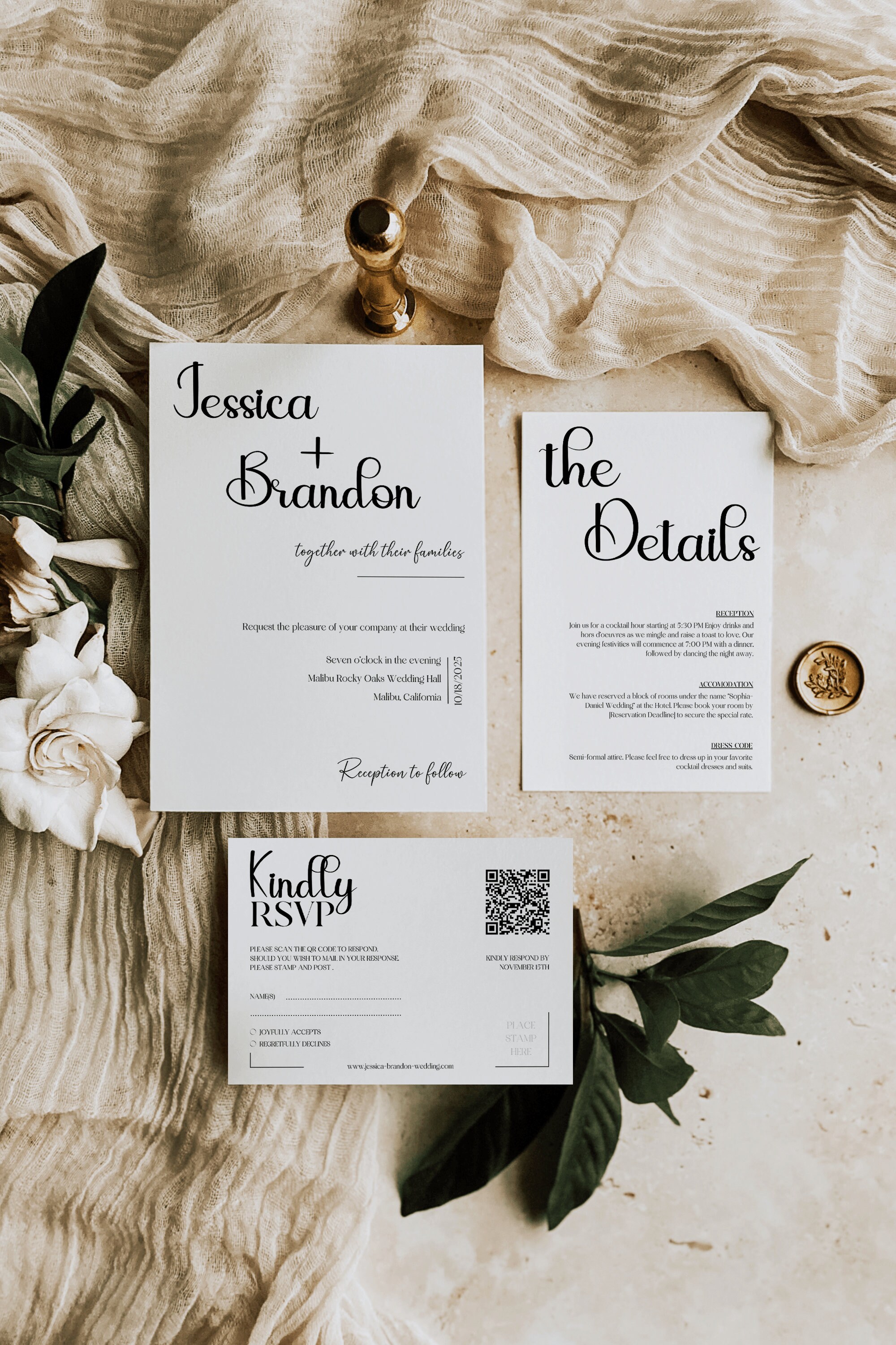 Aesthetic Wedding Invitation Template Editable & Printable Fun Luxury ...