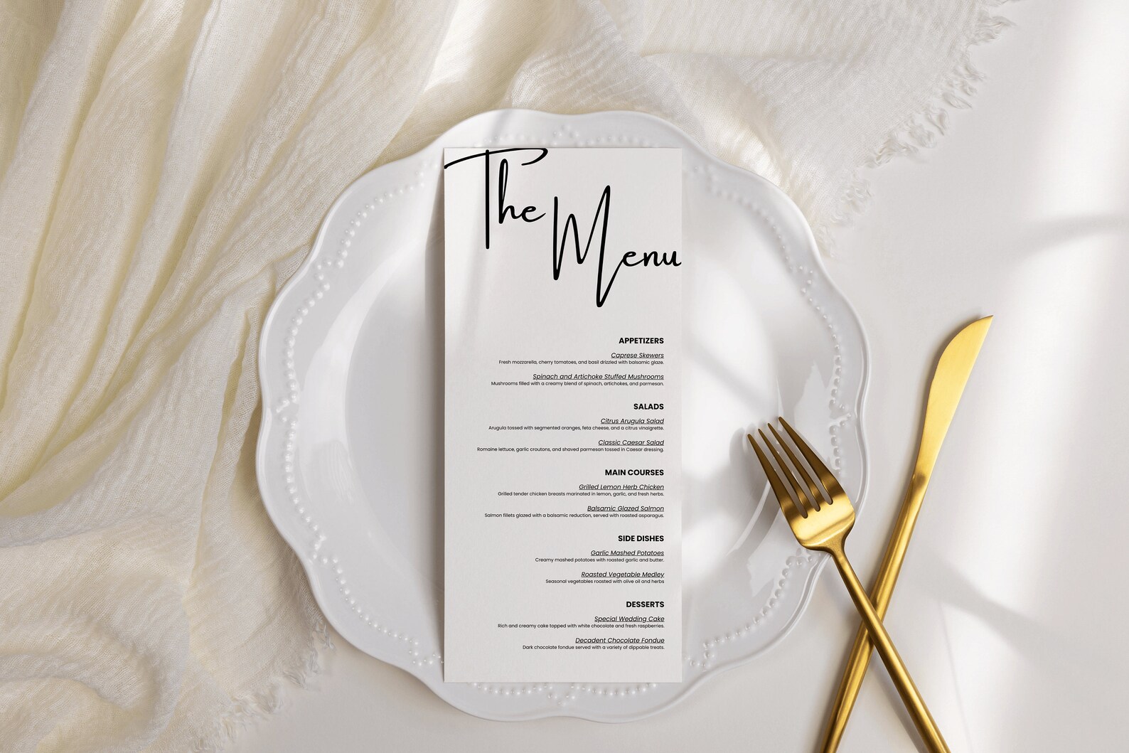 Modern Wedding Dinner Table Menu Template | Editable Wedding Menu ...