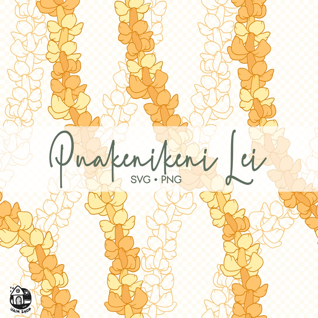 Seamless Pattern Puakenikeni Lei | Outline Flower Lei Png | Lei Digital ...