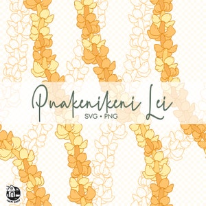 Seamless Pattern Puakenikeni Lei | Outline Flower Lei Png | Digital ...