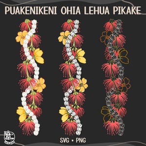 Puakenikeni Ohia Lehua Pikake Lei | Twist Flower | Vertical Lei Svg ...