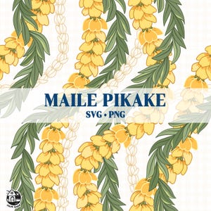 Seamless Pattern Ilima Maile Pikake Lei Png | Curve Flower Svg ...