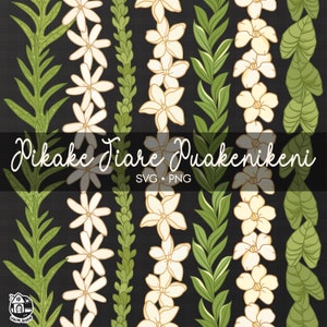 Seamless Pattern Pikake Tiare Puakenikeni Lei Png | Vertical Flower Lei ...