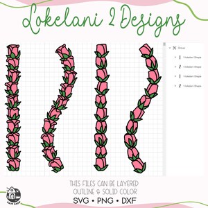 Lokelani Lei 2 Shape | Roses Floral Svg | Curved Lei Flower Cut File ...