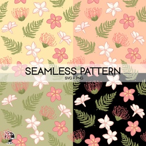 Seamless Pattern Ohia Lehua Plumeria Pikake Flower Floral for Lei Png ...