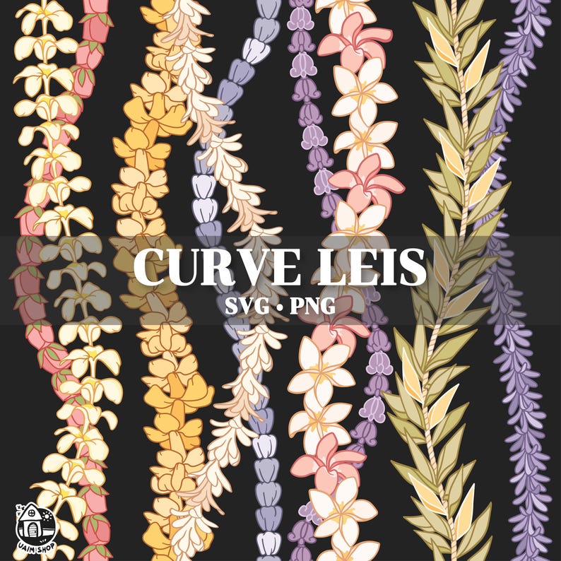 Seamless Pattern Curve Flowers Lei | Vertical Lei Png | Digital ...