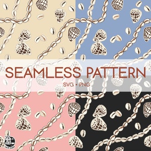 Seamless Pattern Hebrew Cone Shell Lei | Seashell Lei Strand Cut File ...