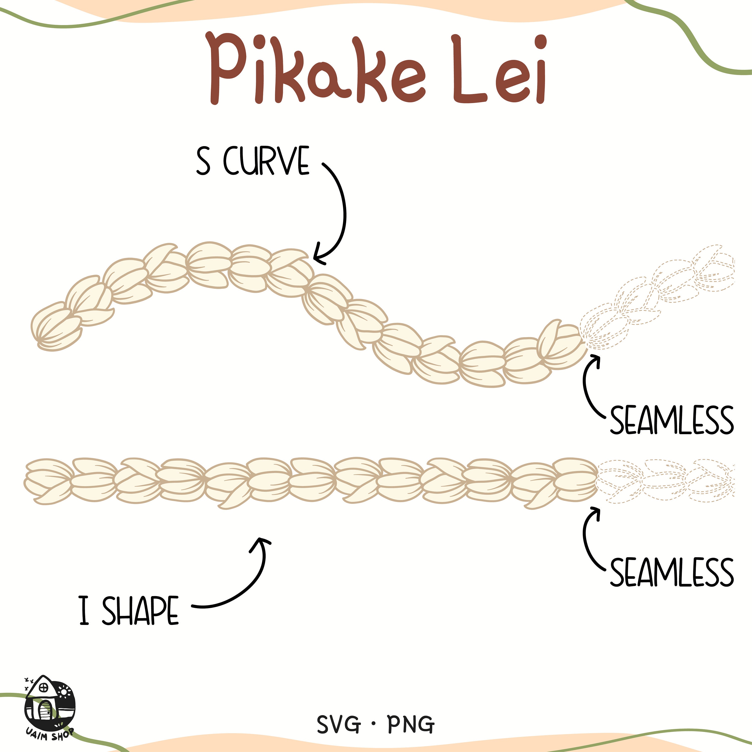 2 Shape Pikake Lei | Pikake Flower Svg Cut File | Digital Download - Etsy