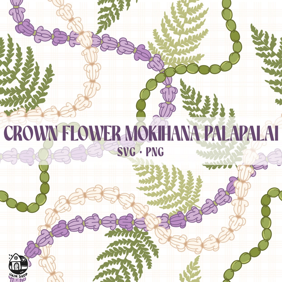Seamless Pattern Crown Flower Mokihana Lei and Palapalai | Curved ...