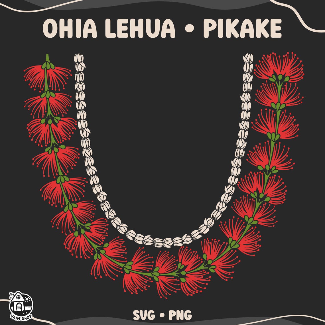 Ohia Lehua and Pikake Lei Svg | Curve Flower Svg Cut File | Digital ...