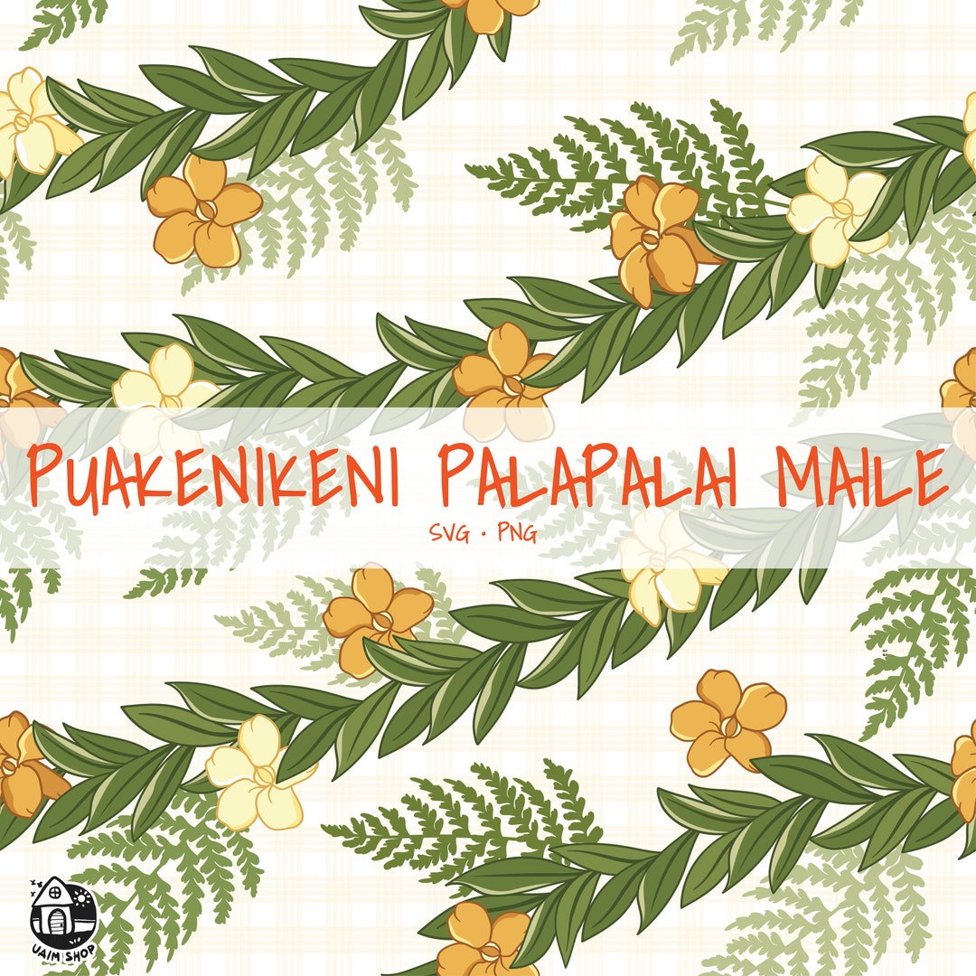 Seamless Pattern Maile Lei | Puakenikeni and Palapalai Png | Curve ...