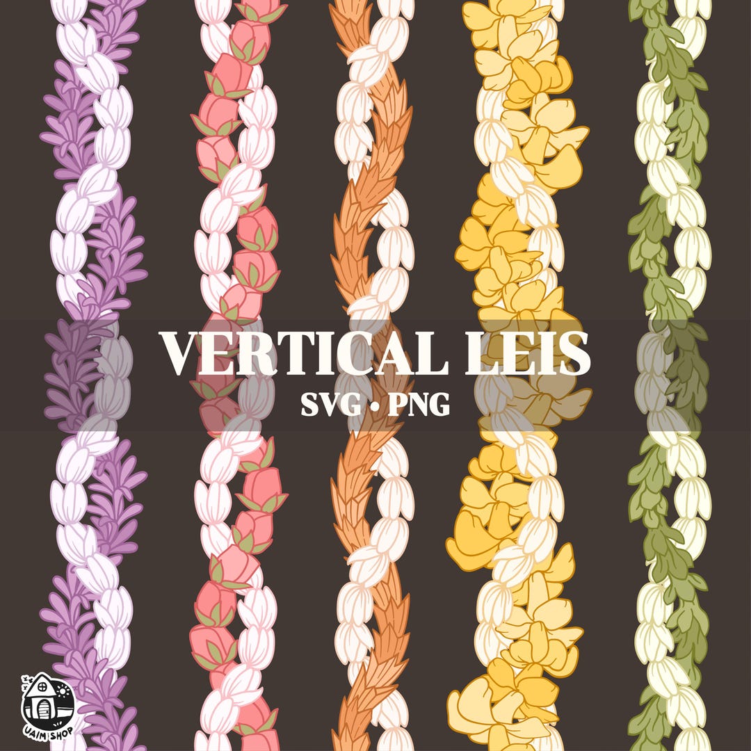 Seamless Pattern Vertical Curve Lei Flower Png | Twist Lei Digital ...