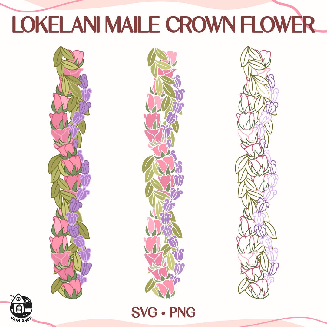 Lokelani Maile Crown Flower Lei Svg | Vertical Flower Lei Svg | Lei ...